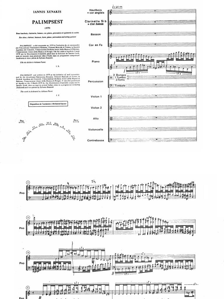 Iannis Xenakis - Palimpsest (Score) | PDF