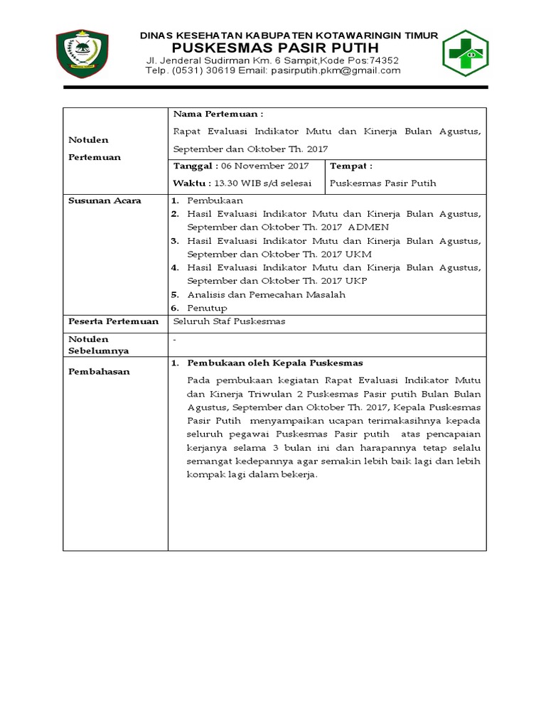 Notulen Evaluasi | PDF