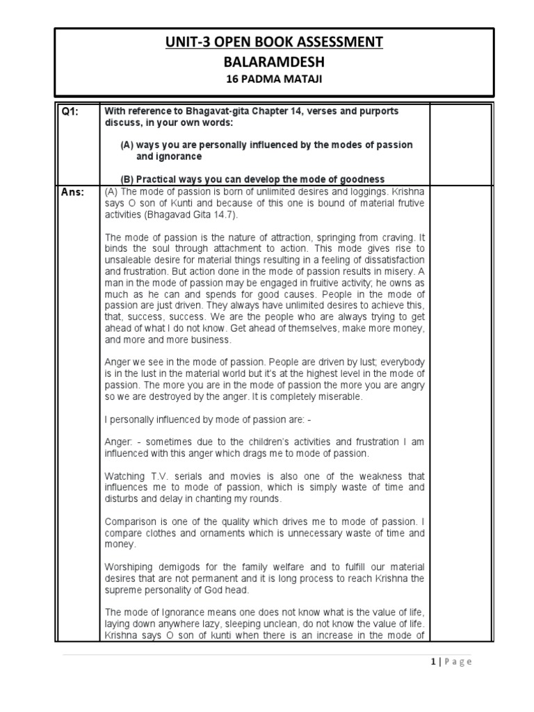 16 Padma Mataji - Unit 3 - Bhakti Sastri Open Book Assessment - 1st ...