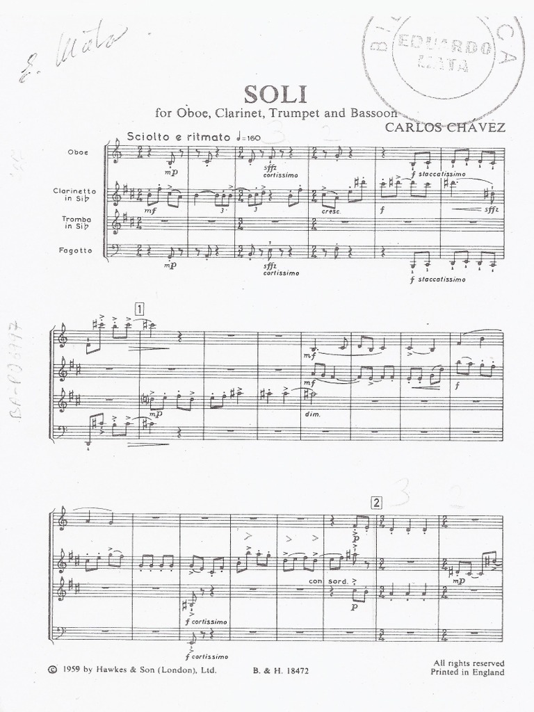 Carlos Chávez - Soli No. 1 (Score) | PDF