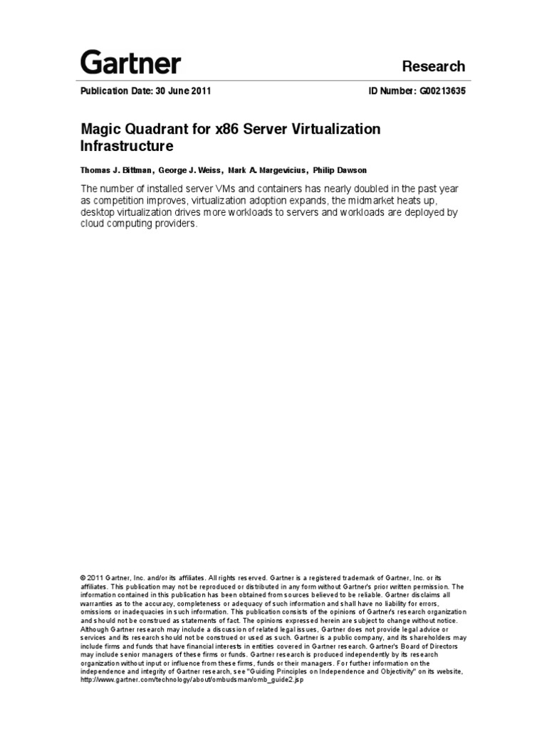 Gartner Vmware Magic Quadrant Jun2011 | PDF | Cloud Computing | Hyper V