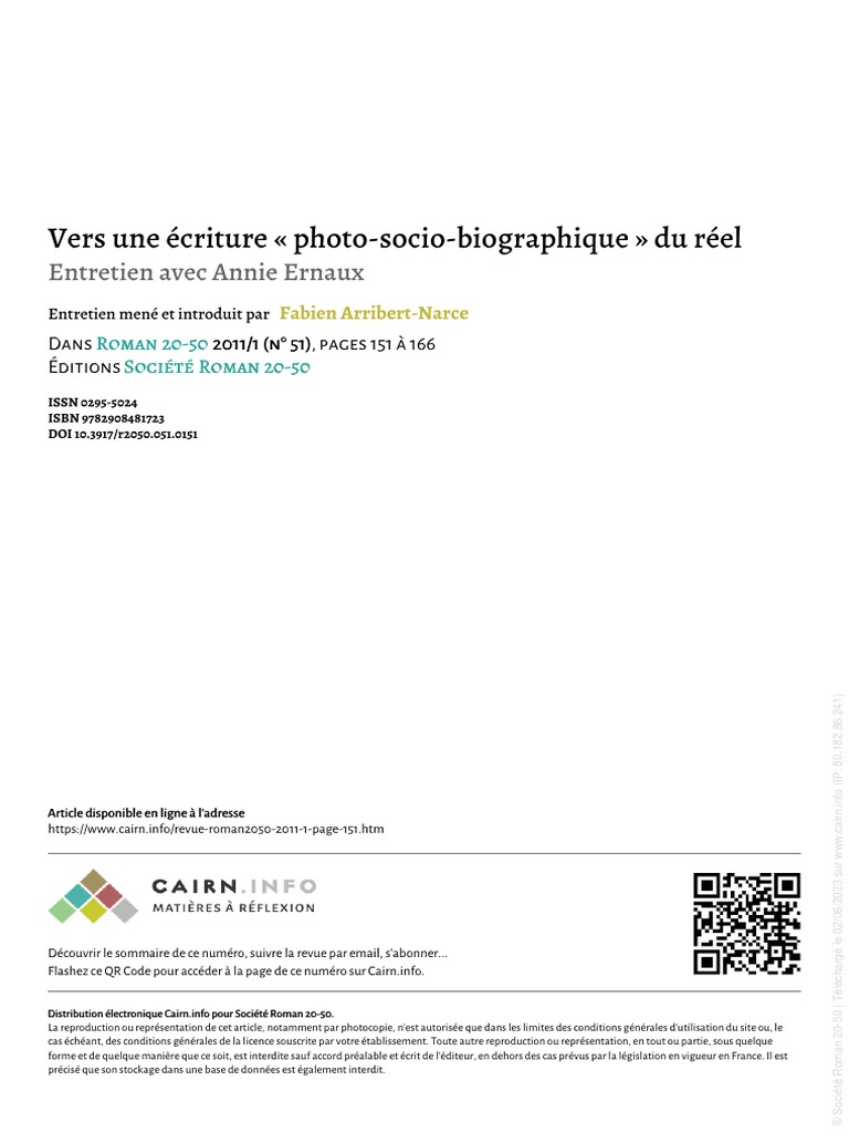 Vers Une Écriture Photo-Socio-Biographique Du Réel: Entretien Avec ...