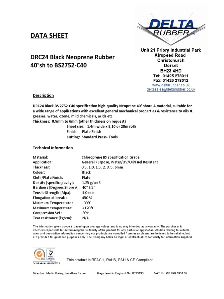 Specification Neoprene BS2752 | PDF | Density | Water