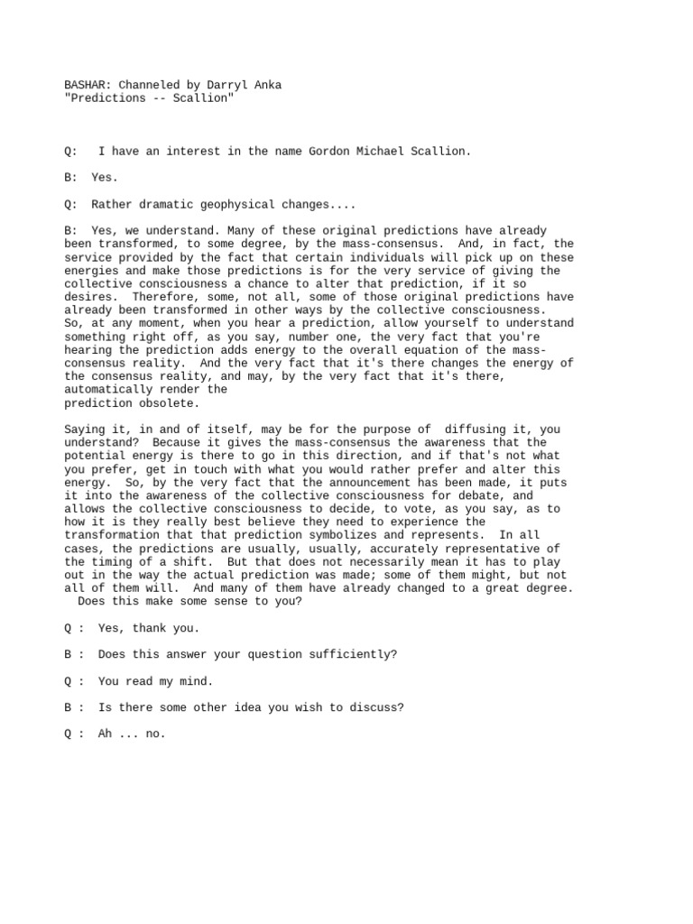 Bashar - Predictions - Scallion | PDF