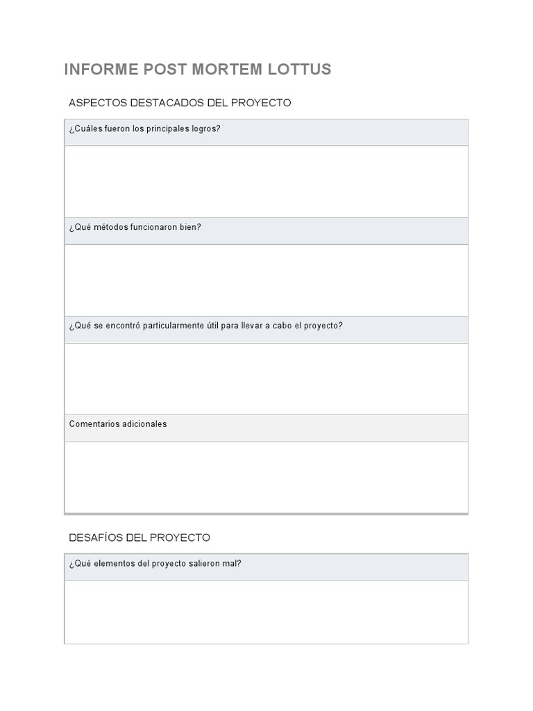 Informe Post Mortem | PDF | Planificación | Informática