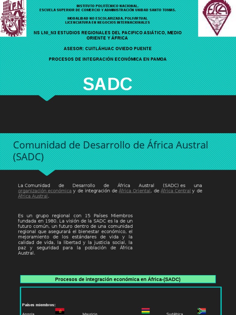 Procesos de Integraci N Econ Mica en PAMOA SADC 1 | PDF | África | Angola