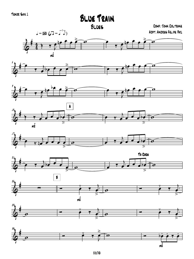 Blue Train Sketch - Tenor Sax 1 | PDF