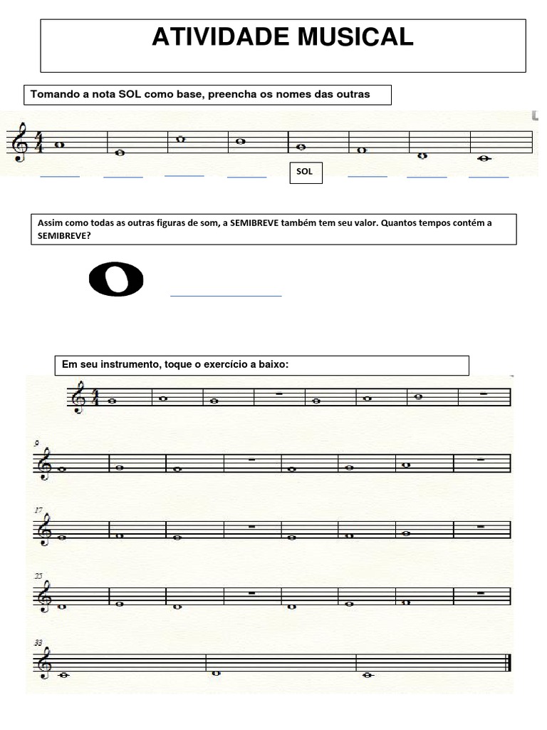 Exercícios - Semibreve | PDF