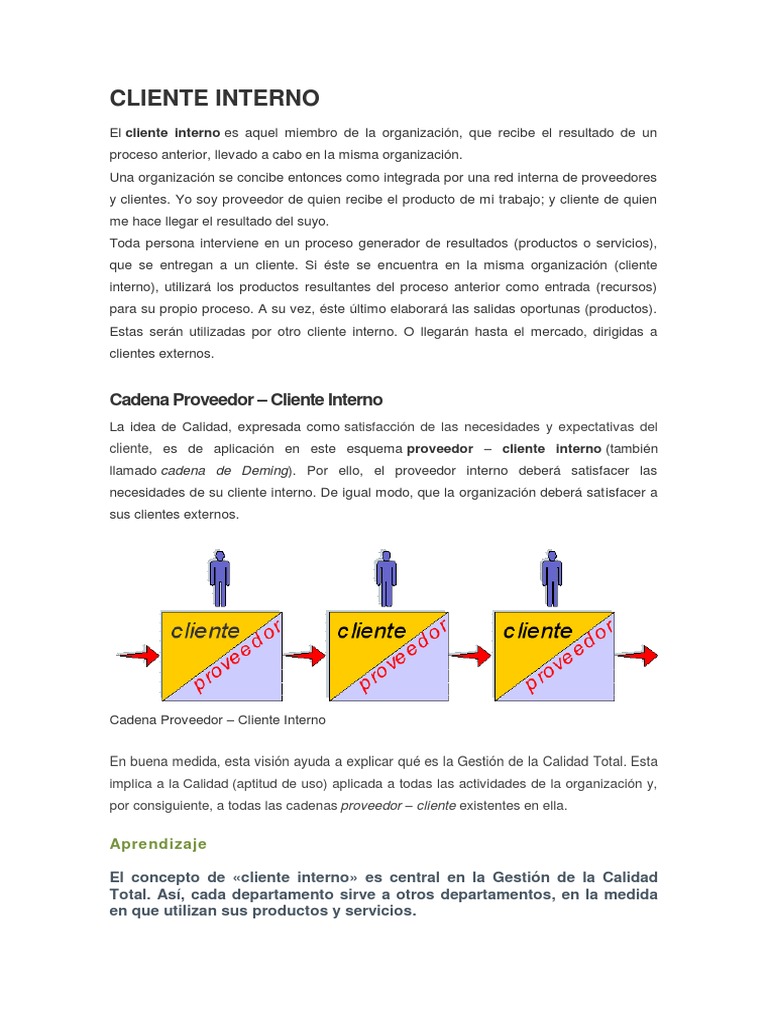 MC - Cliente Interno. Cadena Proveedor-Cliente Interno | PDF | Calidad ...