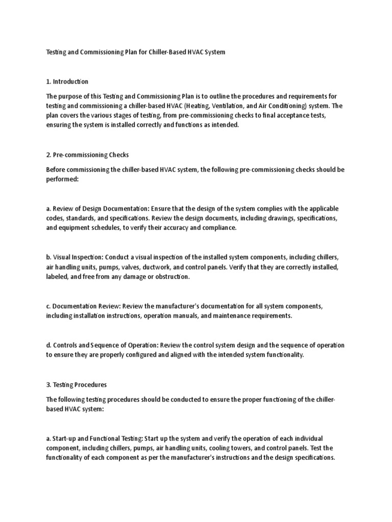 TestingAndCommissioningPlan ChillerHVACSystem | PDF | Finance & Money ...
