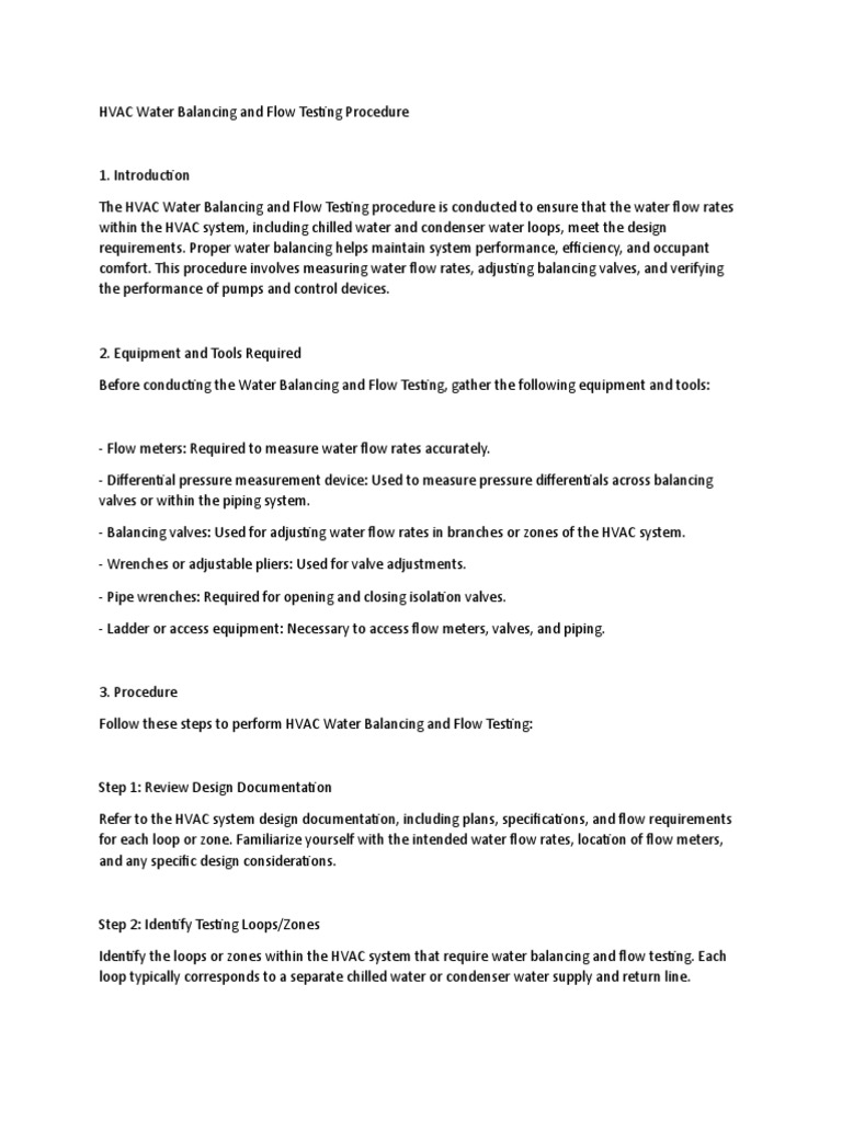 HVAC Water Balancing and Flow Testing Procedure | PDF | Flow ...