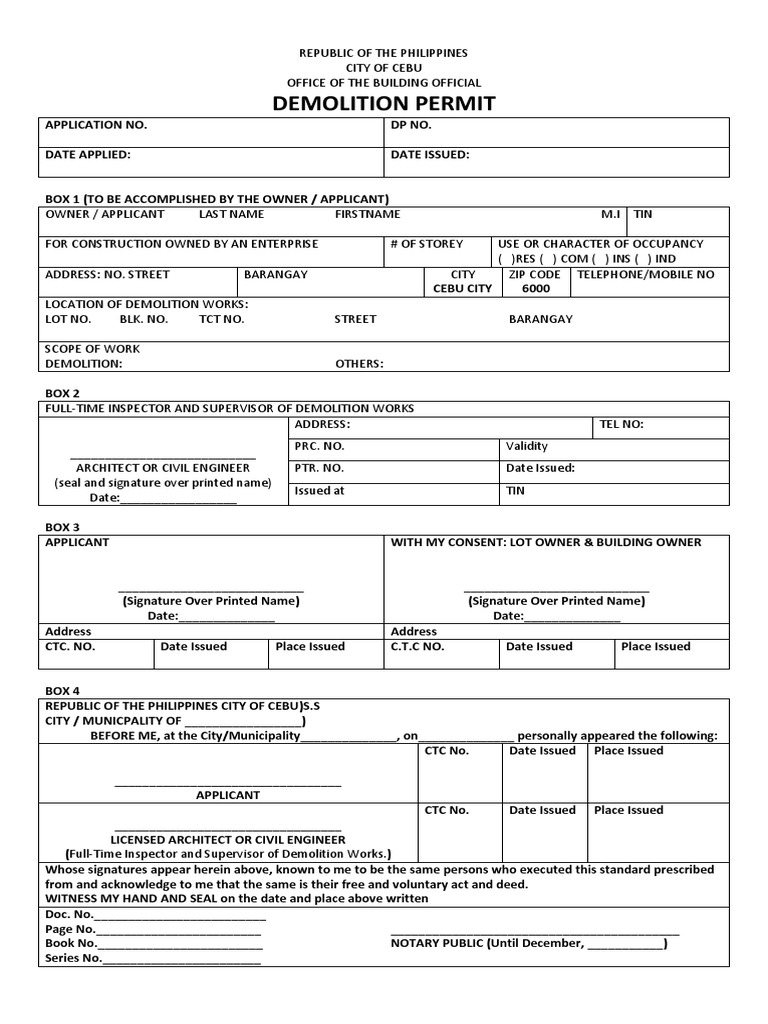 Demolition Permit (Cebu City) | PDF