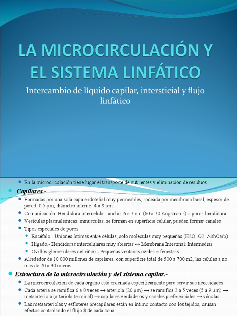Intercambio de Líquido Capilar, Intersticial y Flujo Linfático | PDF ...
