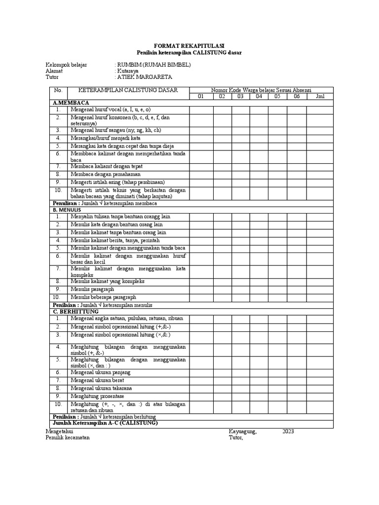 Format Rekapitulasi | PDF