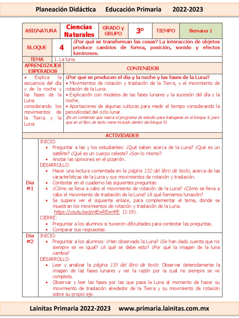 Mayo - 3er Grado Ciencias Naturales (2022-2023) | PDF | Luna ...