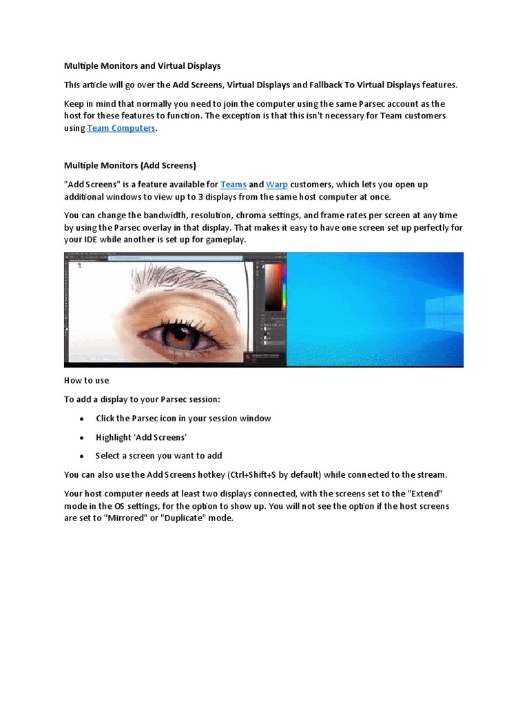 Parsec multiple screens | PDF