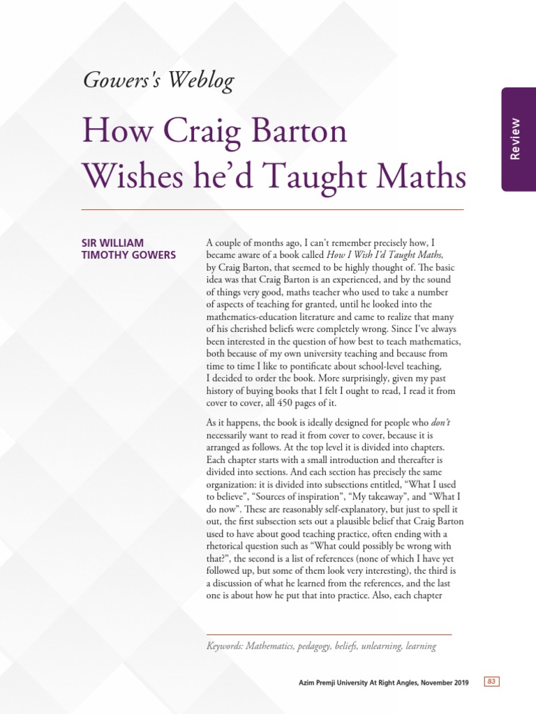 18 - How Craig Barton Wishes He'd Taught Maths | PDF | Mathematics