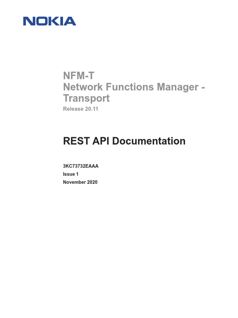 NFM-T REST API Documentation R20.11 Issue 1 (HTML Format Recommended) (1) | PDF | Information ...
