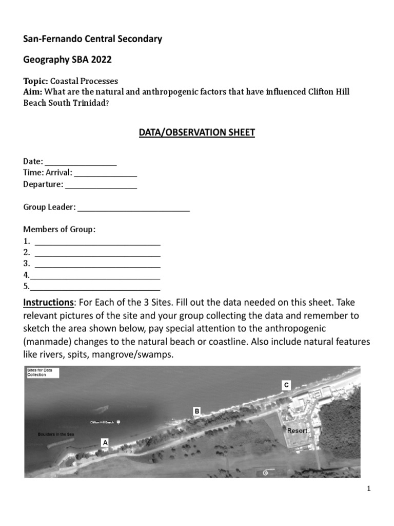 Data Collection Sheet SBA | PDF | Beach | Earth Sciences