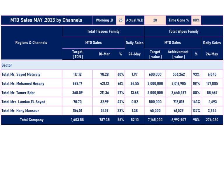 MTD Sales MAY .2023 by Channels Till 24.05.2023 | PDF