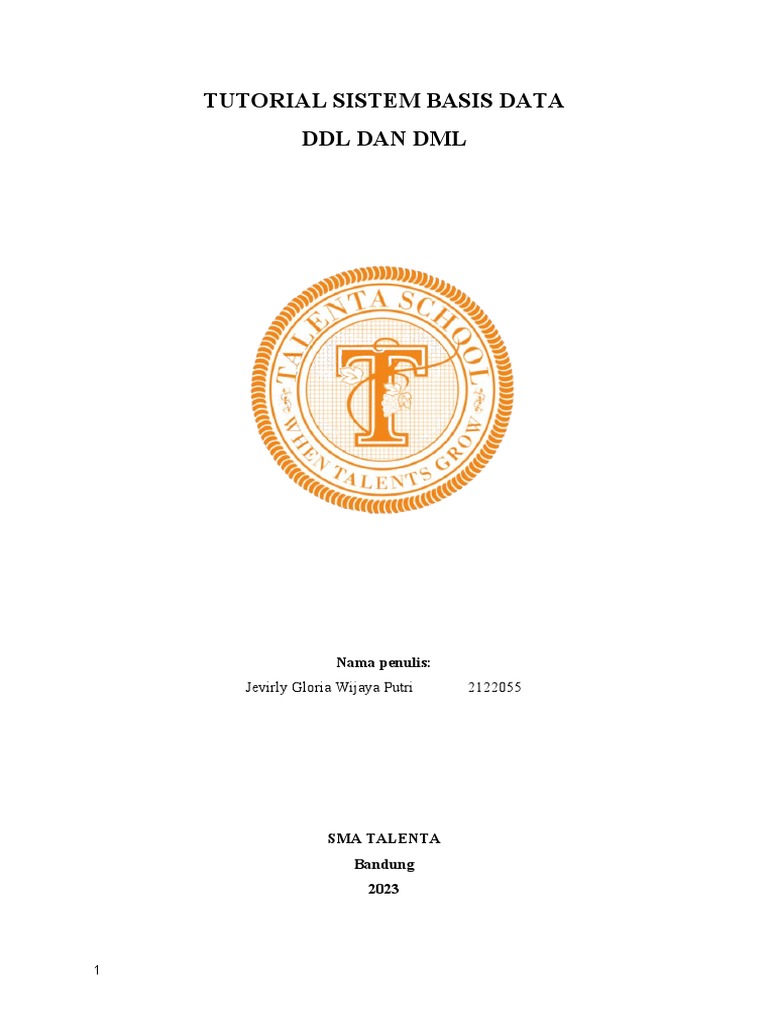 Jevirly Gloria Wijaya Putri 2122055 - Tutorial Basis Data DDL & DML | PDF
