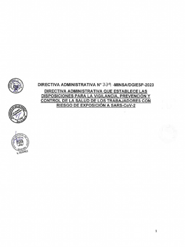 Res. Adm. #031-2023-Minsa - Directiva #339-Minsa-DGIESP-2023 - Lineamientos Covid - Contenido ...