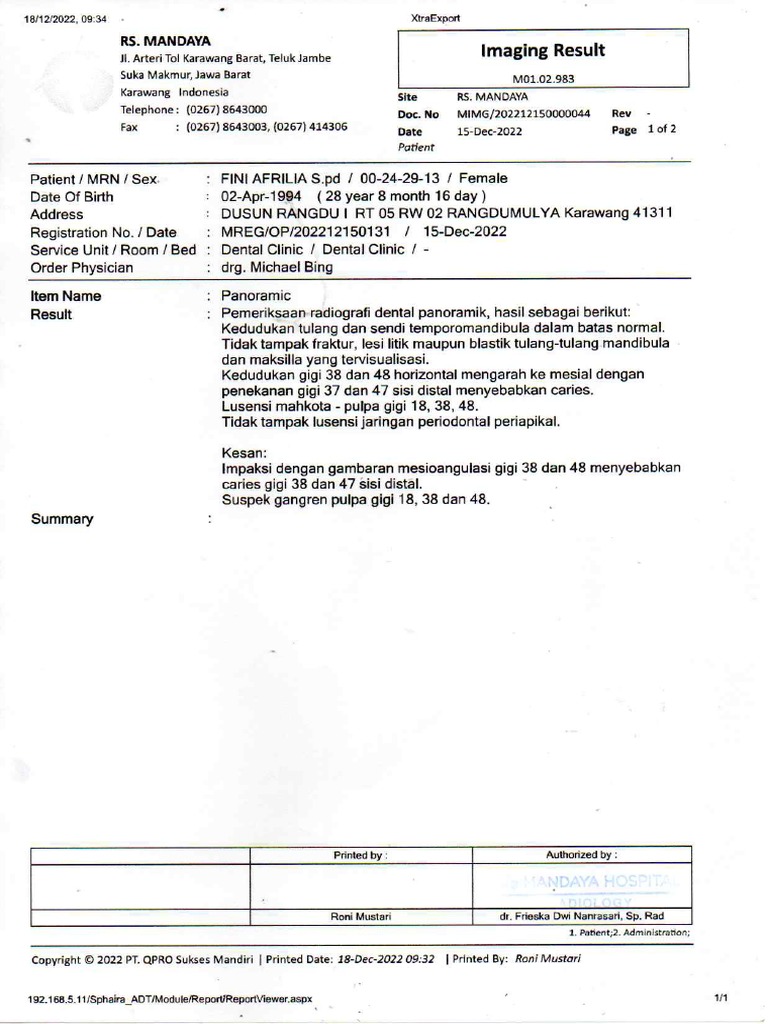 Hasil Panoramic | PDF