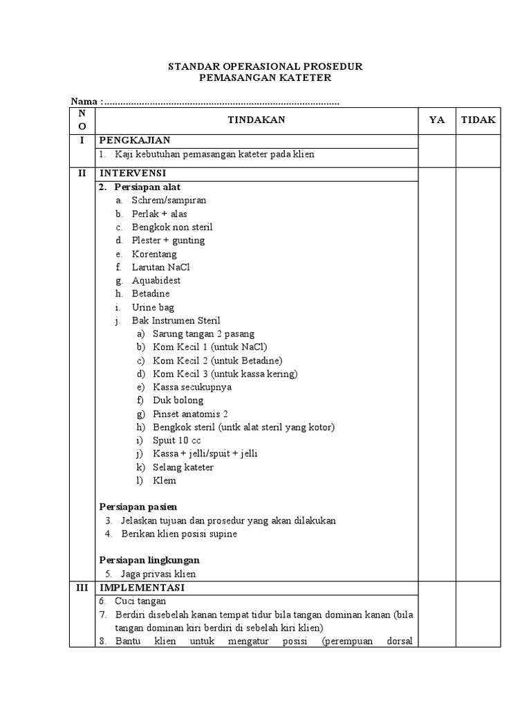 Daftar Tilik Osce 2023 | PDF