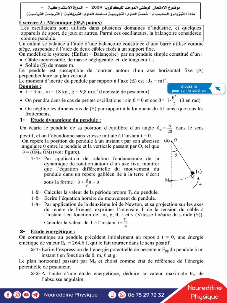 Pendule Simple National Pc 2009 Ratt Pdf