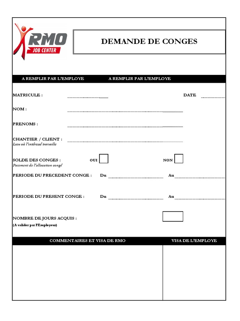 Formulaire de Congé | PDF | Finance et gestion monétaire