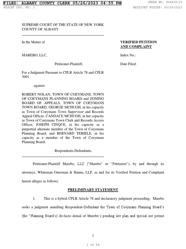 23 Marebo LLC V Robert Nolan Et Al COMPLAINT 3 | PDF | Complaint | Lawsuit