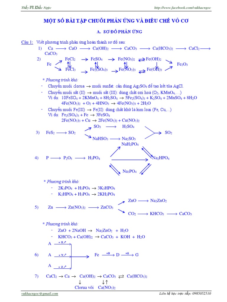 Bai Tap Chuoi Phan Ung Va Dieu Che Cho Hoc Sinh Chuyen 9 | PDF