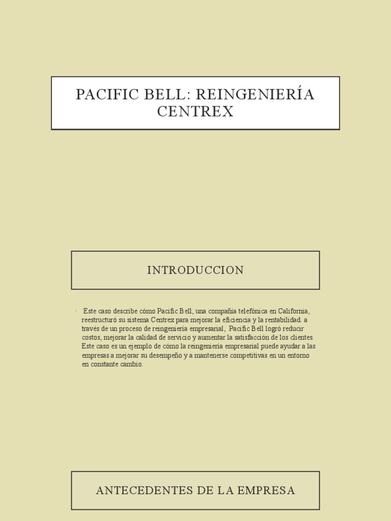 Reingeniería de Centrex en Pacific Bell | PDF | Obtención | Business