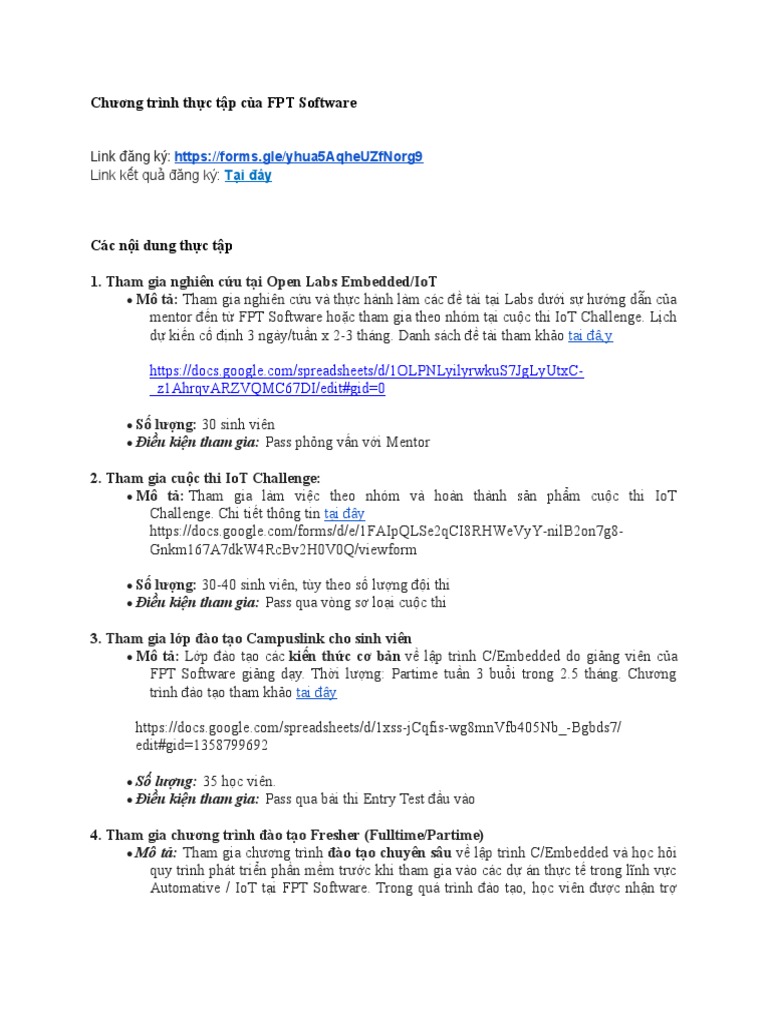 1.FPT Software - Chuong Trinh Thuc Tap - 2023 | PDF