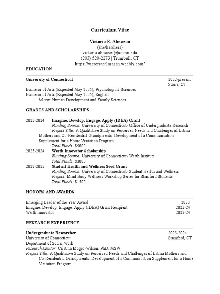 Almazan CV 2 | PDF | University Of Connecticut | Psychology