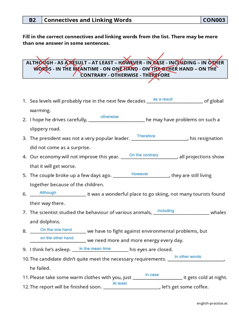 Con003 Connectives Linking Words | PDF | Natural Environment
