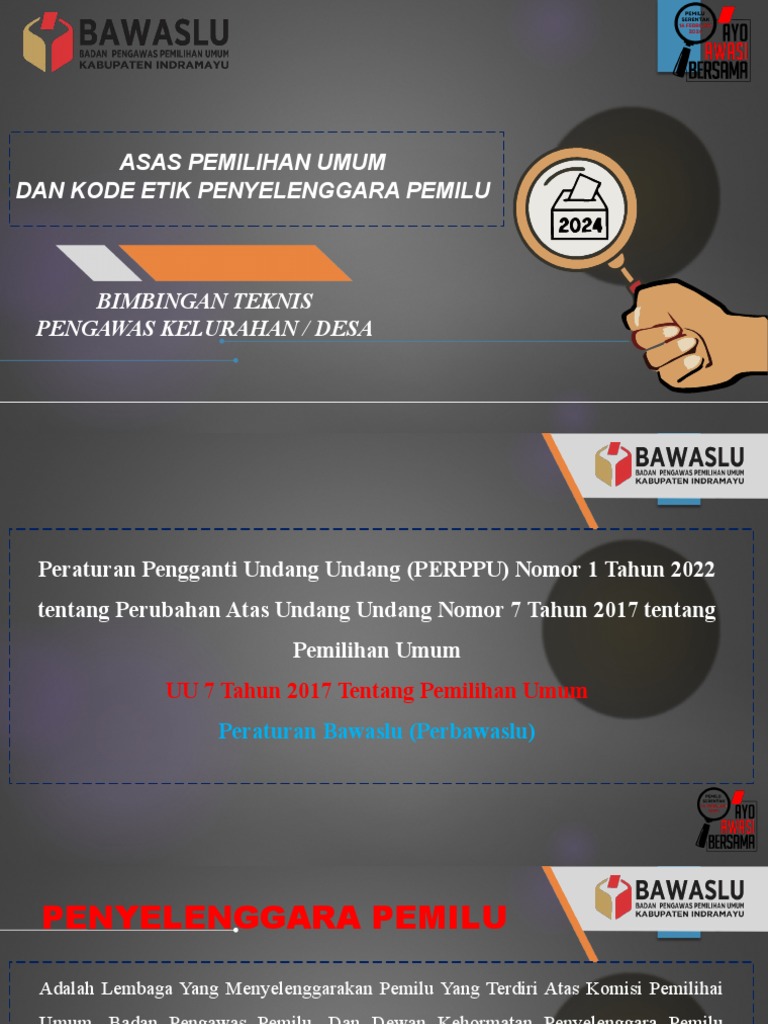 Materi Asas Pemilu Dan Kode Etik Penyelenggara Pemilu Pada Bimtek PKD 2022 | PDF