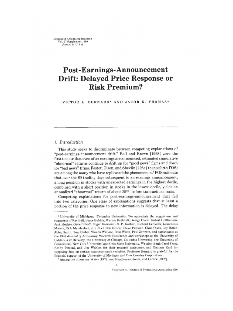 1.1.bernard and Thomas 1989 - PEAD | PDF