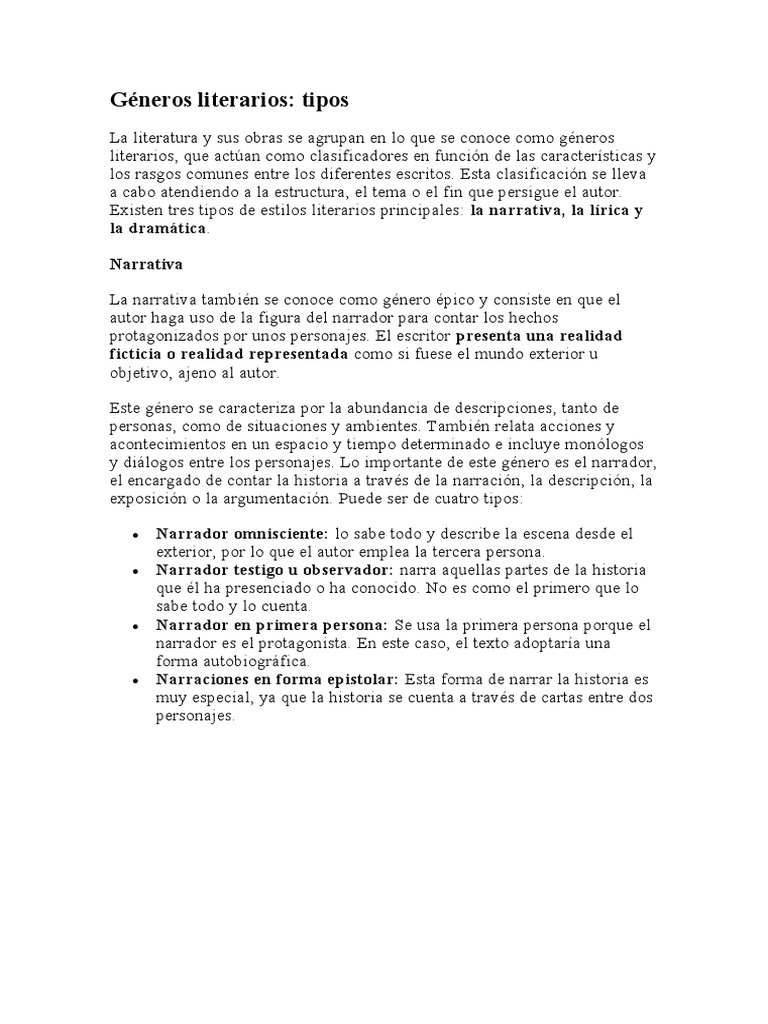 Géneros Literarios | PDF | Ficción general