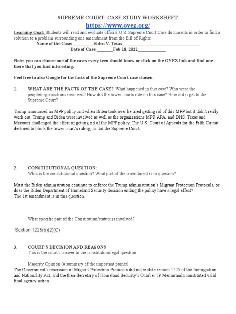 Template SUPREME COURT Case Study Analysis | PDF | Supreme Court Of The ...