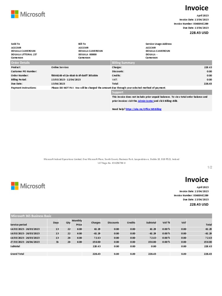 Facture Acc Microsoft | PDF | Invoice | Accounting