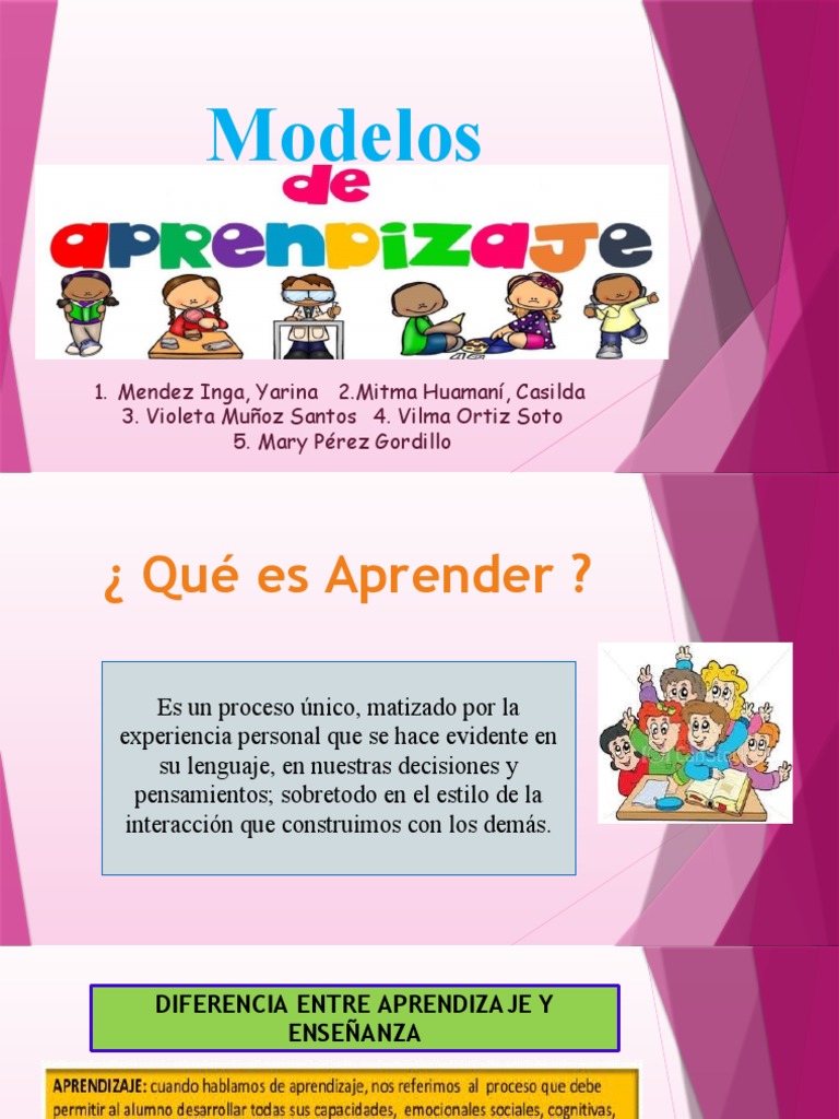 MODELOS APRENDIZAJE Exposicion | PDF | Aprendizaje | Maestros