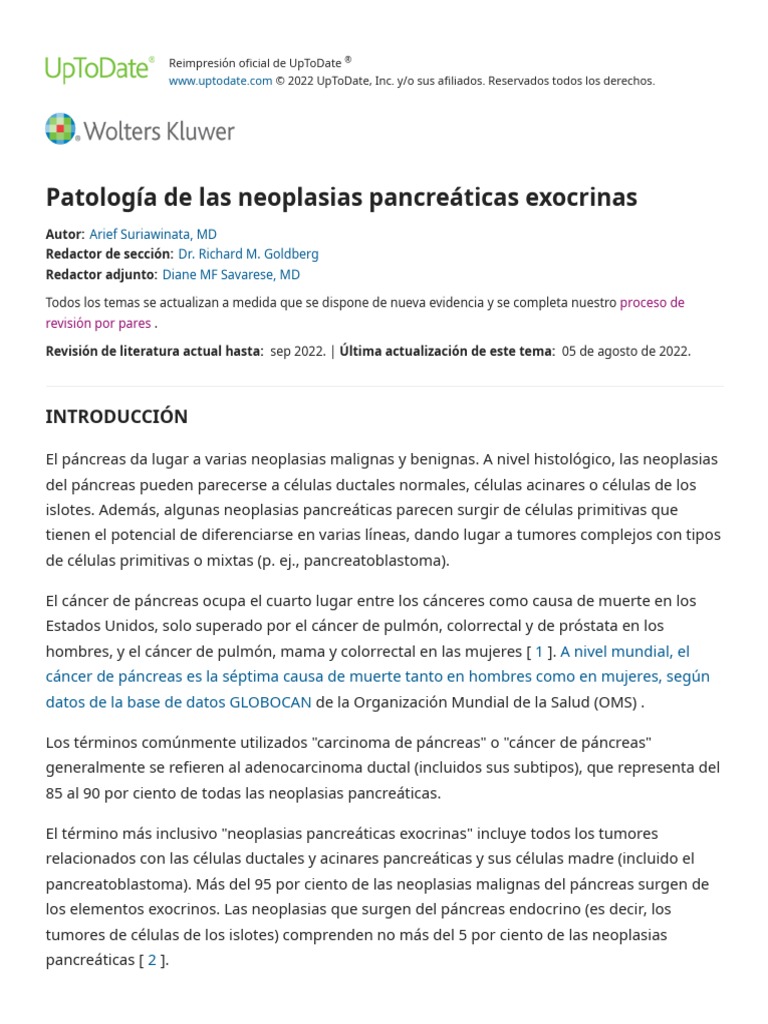 Pathology of Exocrine Pancreatic Neoplasms - UpToDate | PDF | Cáncer ...