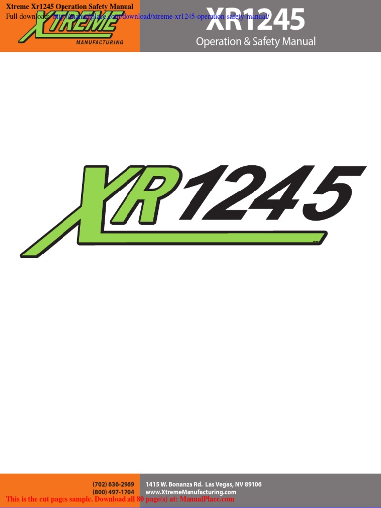 Xtreme Xr1245 Operation Safety Manual | PDF | Forklift | Safety