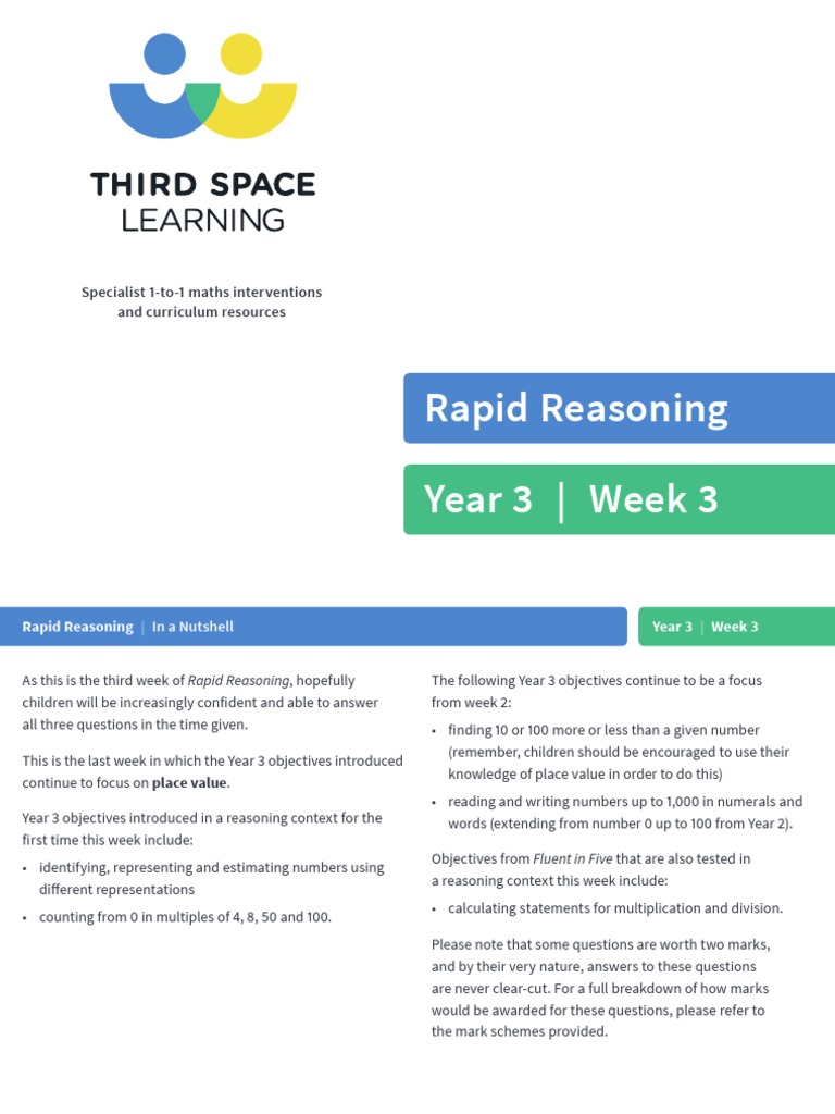 Year 3 Rapid Reasoning Overview | PDF | Multiplication | Understanding