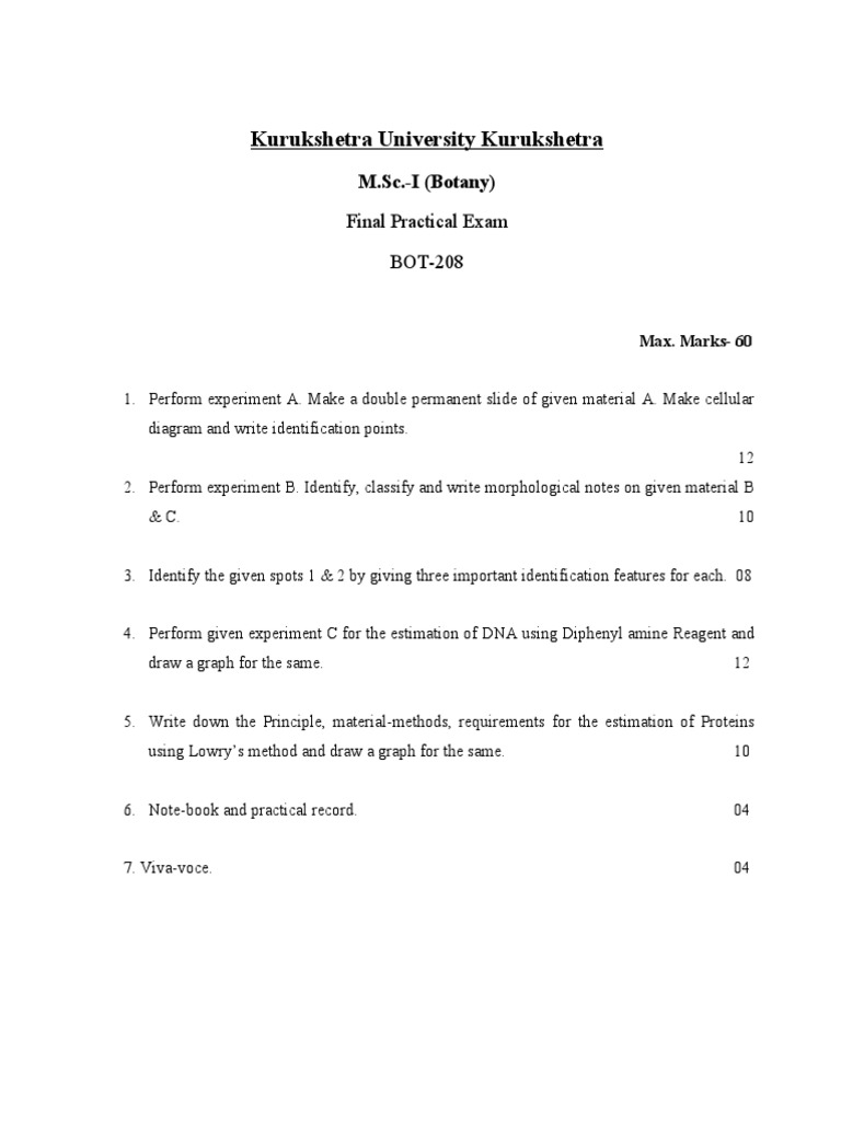 M.Sc. I, Practical Exam (2nd Sem) 2023 | PDF