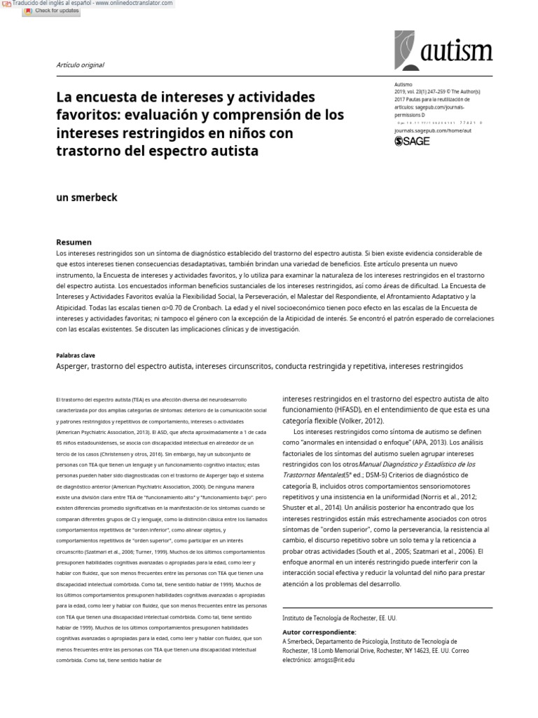 La Encuesta de Intereses Favoritos y Actividades, Evaluar y Comrpender ...