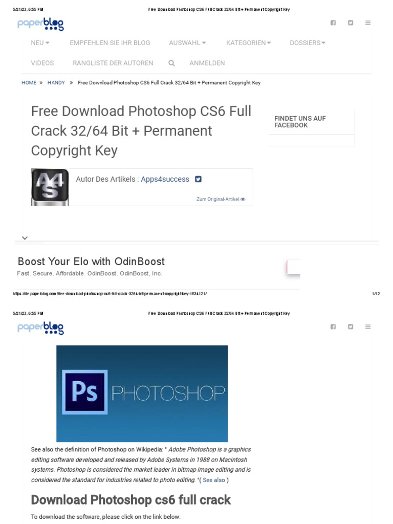 Free Download Photoshop CS6 Full Crack 32 - 64 Bit + Permanent ...