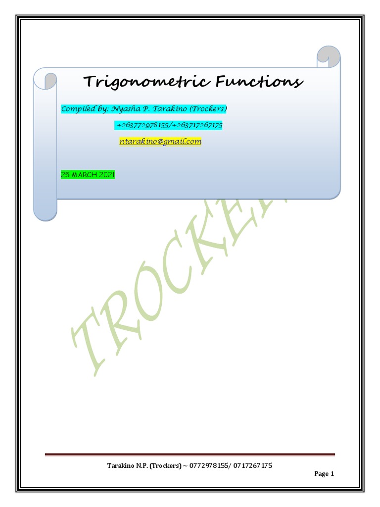 Trigonometric Functions - by Trockers | PDF | Trigonometric Functions | Trigonometry