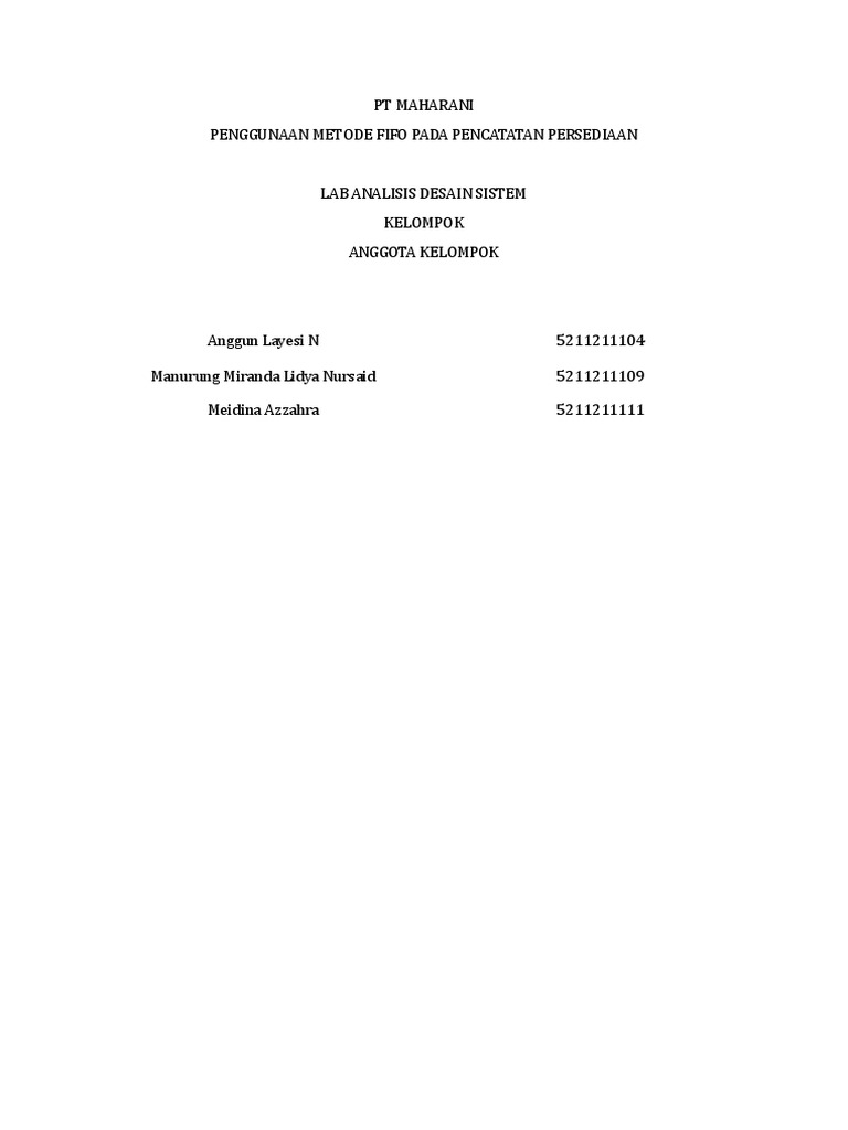 PT MAHARANI Persediaan | PDF